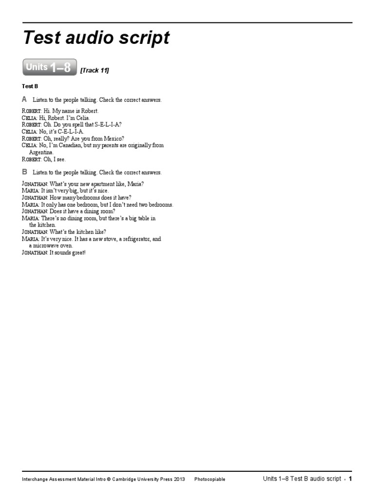 Test Audio Script: Units | PDF