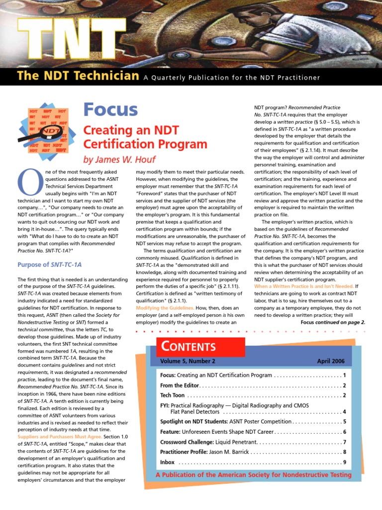 Focus: Creating An NDT Certification Program | PDF | Nondestructive ...