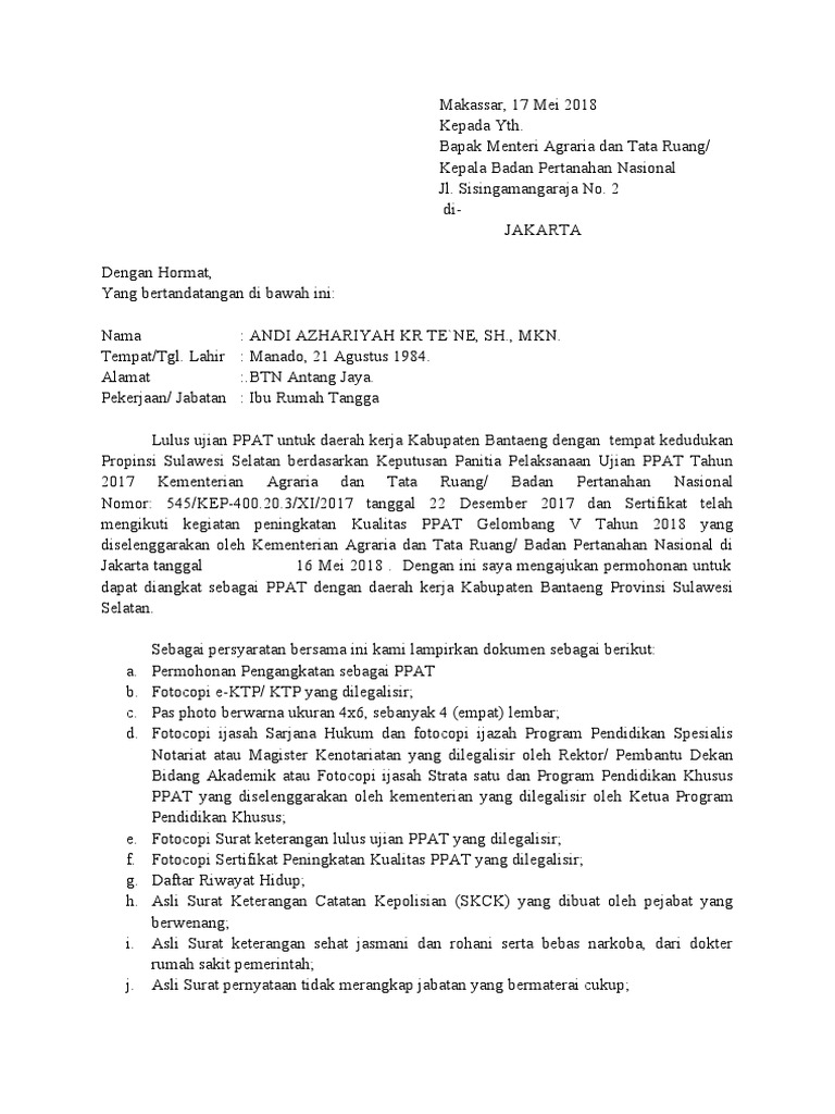 Permohonan Pengangkatan PPAT | PDF