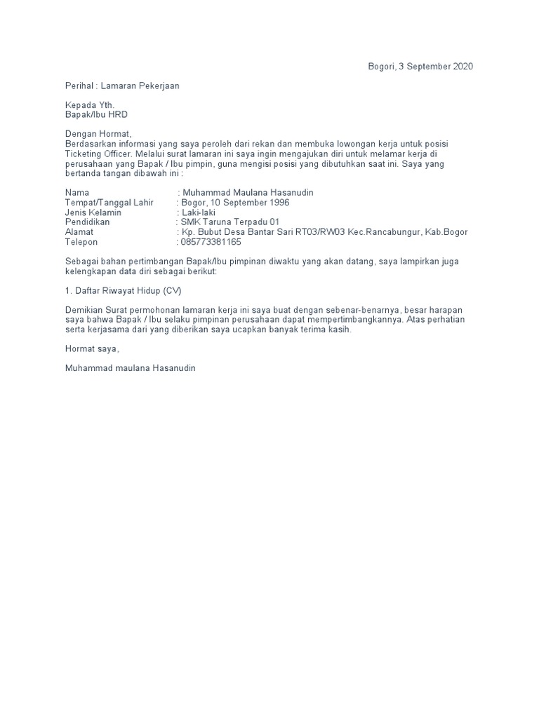 Hal Lamaran Pekerjaan PT Kereta Api | PDF