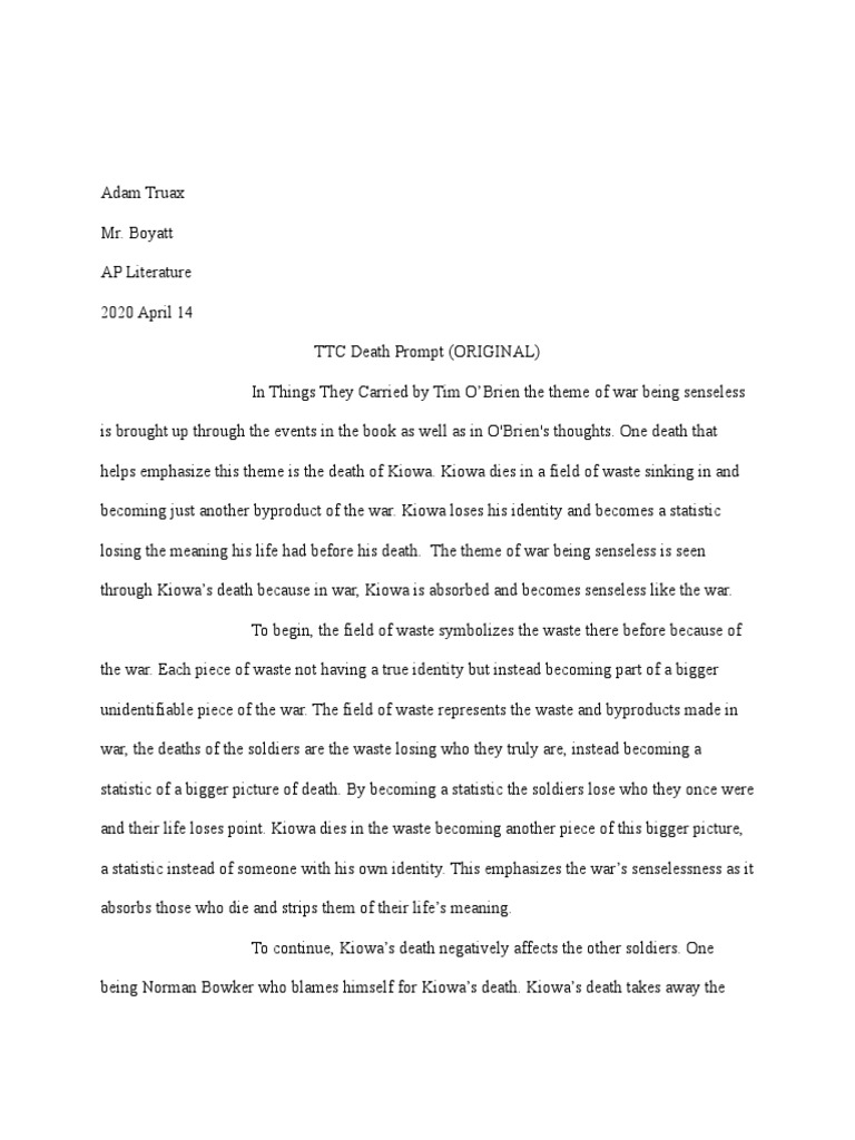 Scholarship Essay Original Revision and Reflection - Adam Truax 1 | PDF ...