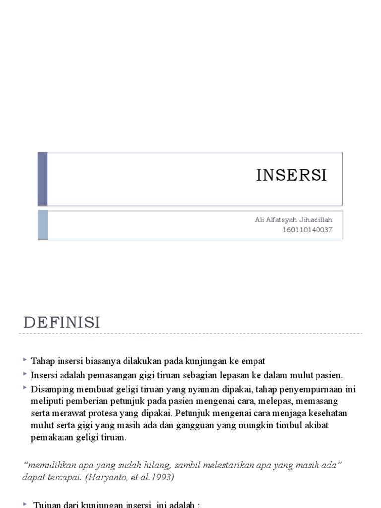 Proses Insersi Gigi Tiruan Sebagian | PDF