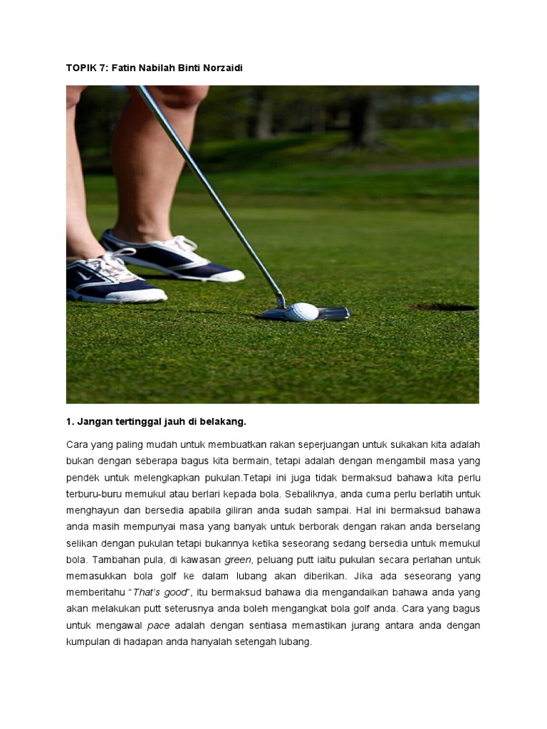 Peraturan-Peraturan Dalam Sukan Golf | PDF