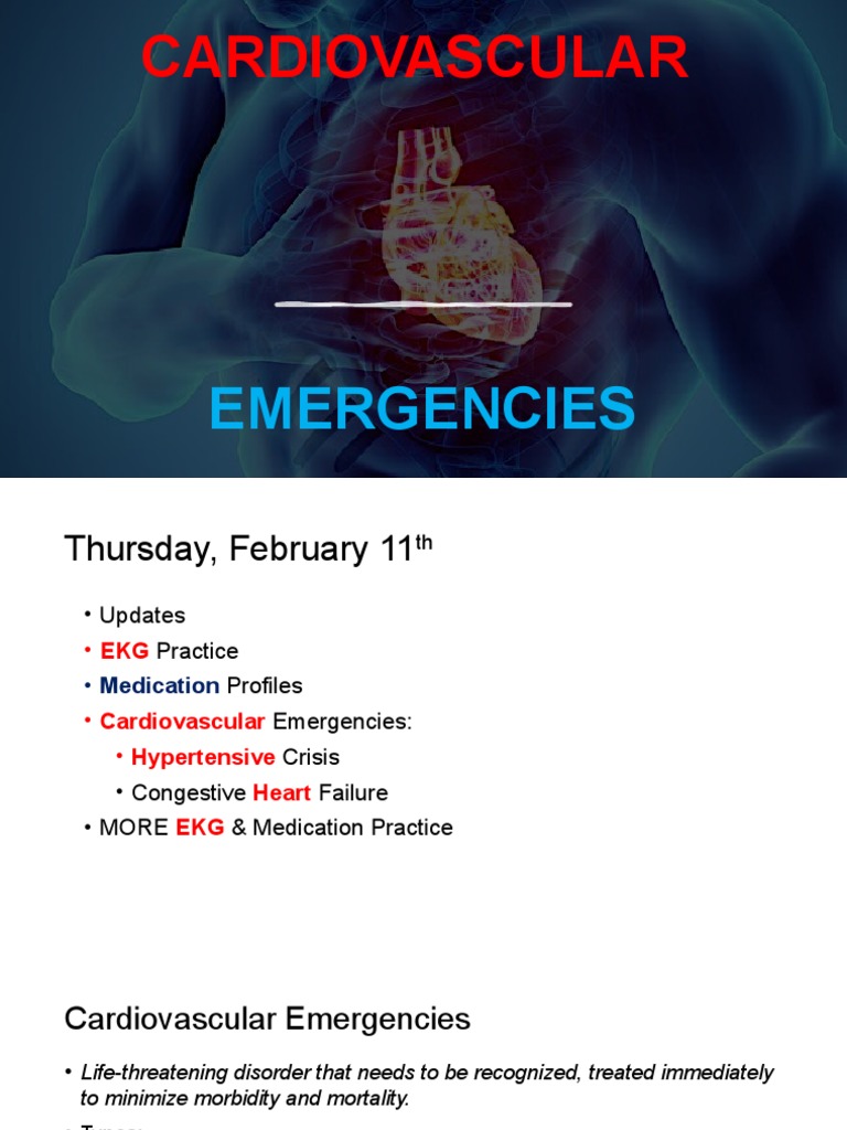 Cardiovascular Emergencies Overview | PDF | Heart Failure | Hypertension