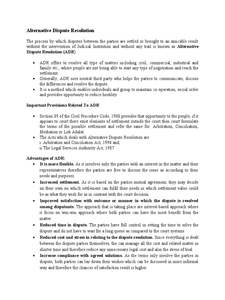 Alternative Dispute Resolution | PDF | Alternative Dispute Resolution ...