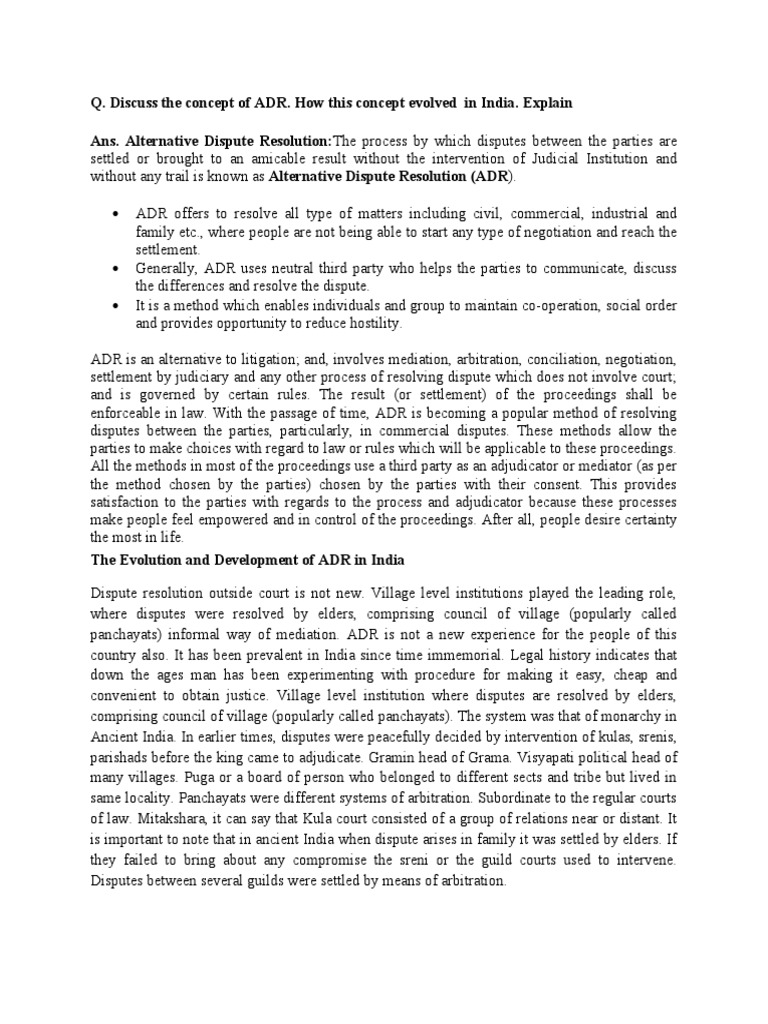 Evolution of Adr | PDF | Alternative Dispute Resolution | Arbitration