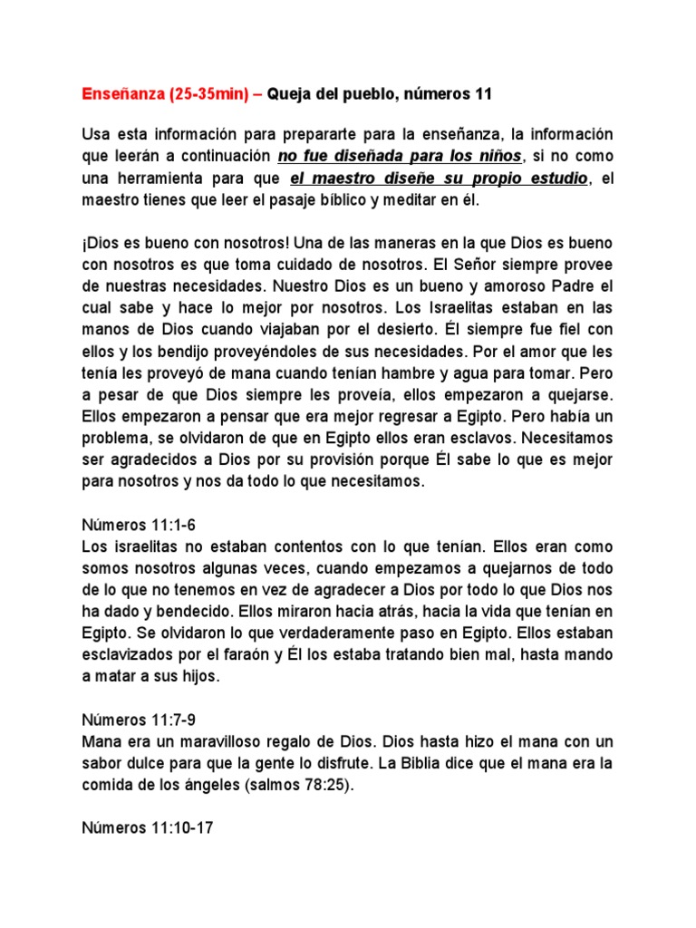 4 Queja Del Pueblo, Números 11 | PDF | Moisés | Dios