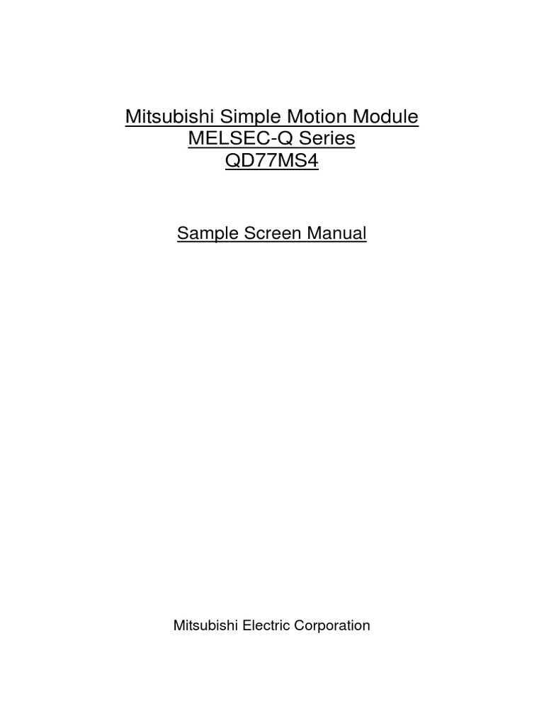 Mitsubishi Simple Motion Module MELSEC-Q Series QD77MS4: Sample Screen ...
