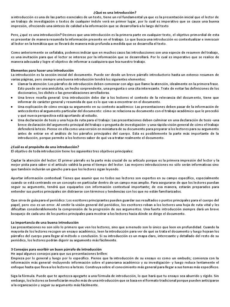 Definición y elementos de la introducción | PDF | Ensayos | Autor