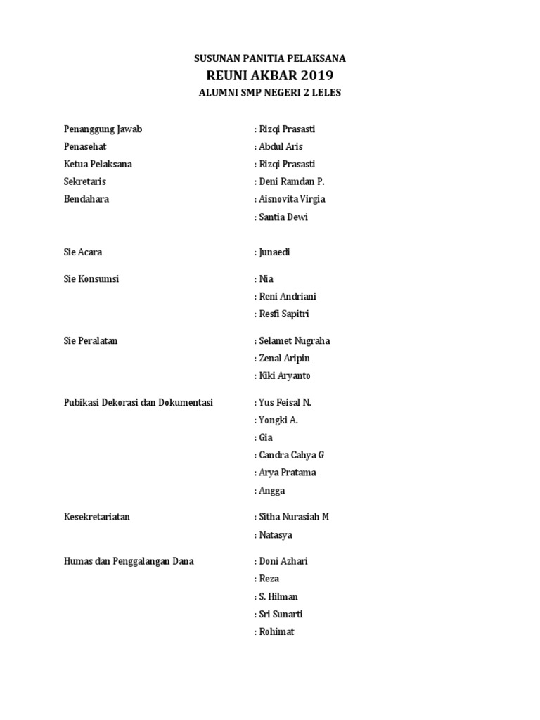 Susunan Panitia Pelaksana | PDF