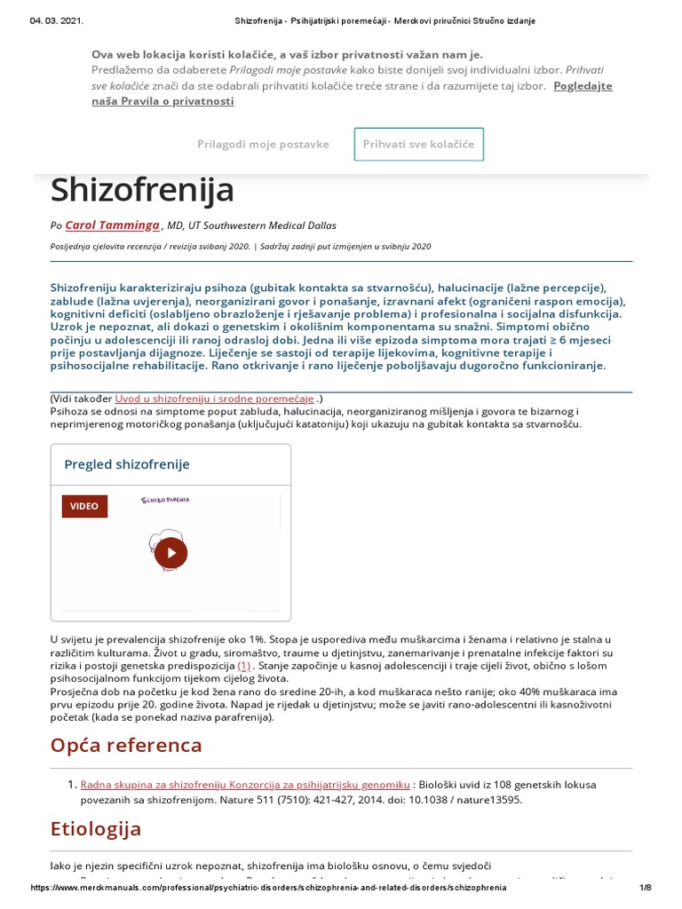 Shizofrenija - Psihijatrijski Poremećaji - Merckovi Priručnici Stručno ...