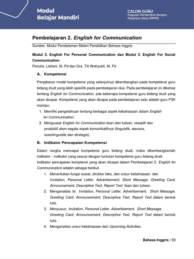 Modul Invitation, Personal Letter | PDF