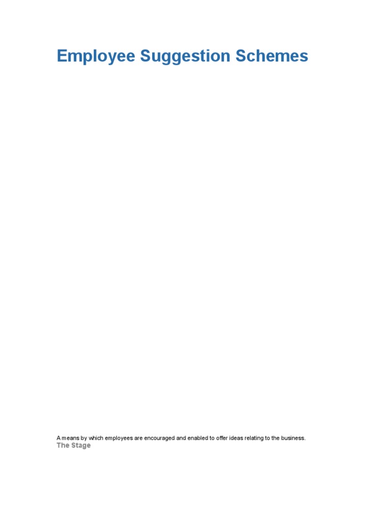 Employee Suggestion Schemes | PDF | Employment | Innovation