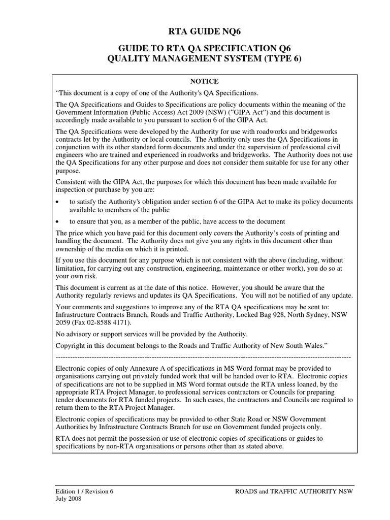 RMS Specs Q6 | PDF | Specification (Technical Standard) | Iso 9000