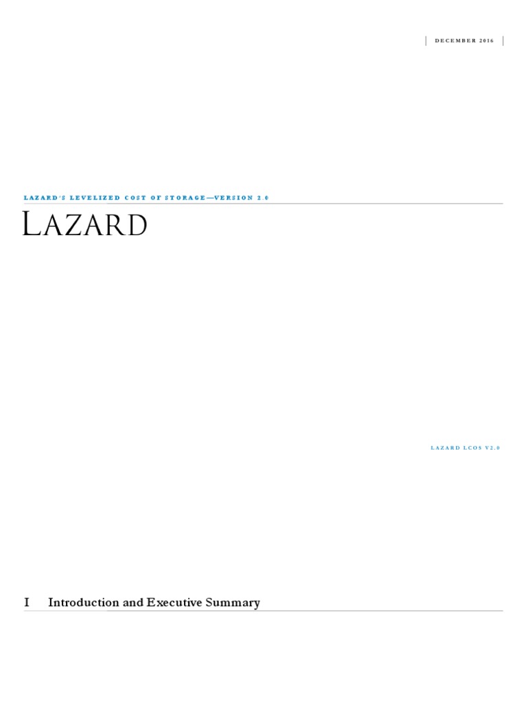 Lazard Levelized Cost of Storage v20 | PDF | Electrical Grid | Energy ...
