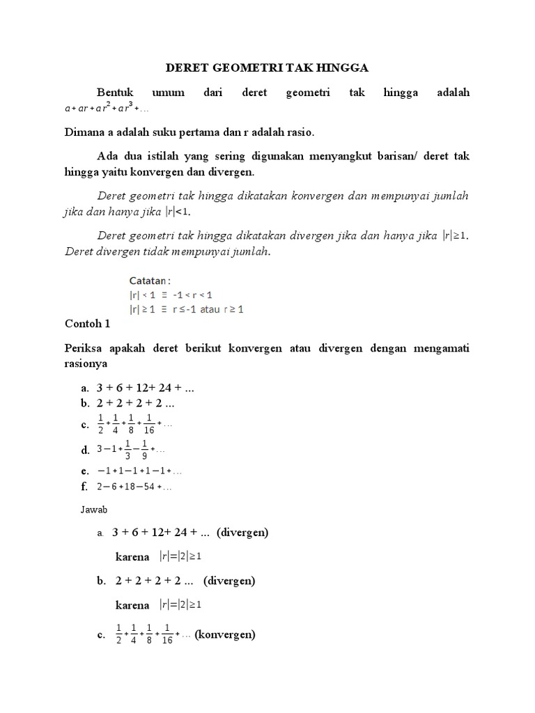 Deret Geometri Tak Hingga | PDF | Metode & Bahan Ajar