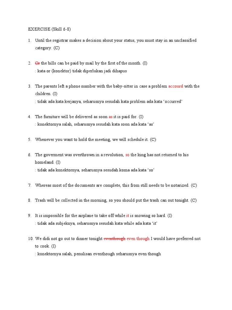 EXERCISE (Skills 6-8) | PDF