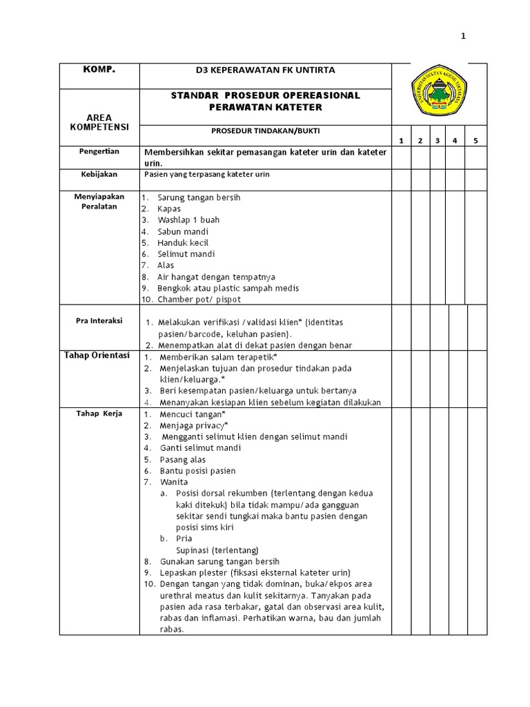 SOP Perawatan Kateter Edit | PDF