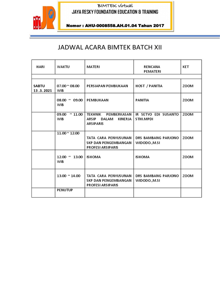 Jadwal Dan Tata Tertib B12 | PDF