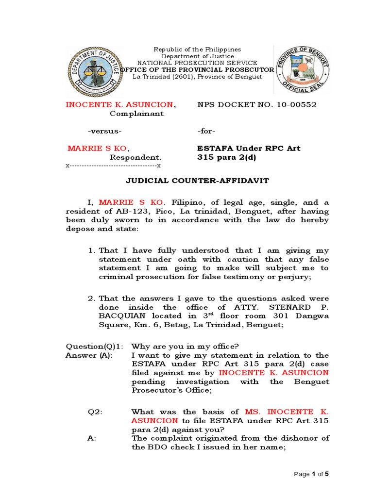 Judicial Counter Affidavit | PDF | Perjury | Affidavit