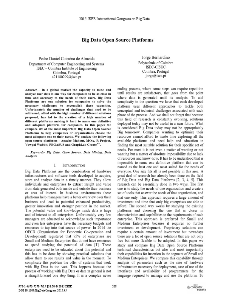 IEEE BigDataOpenSourcePlatforms | PDF | Big Data | Apache Hadoop