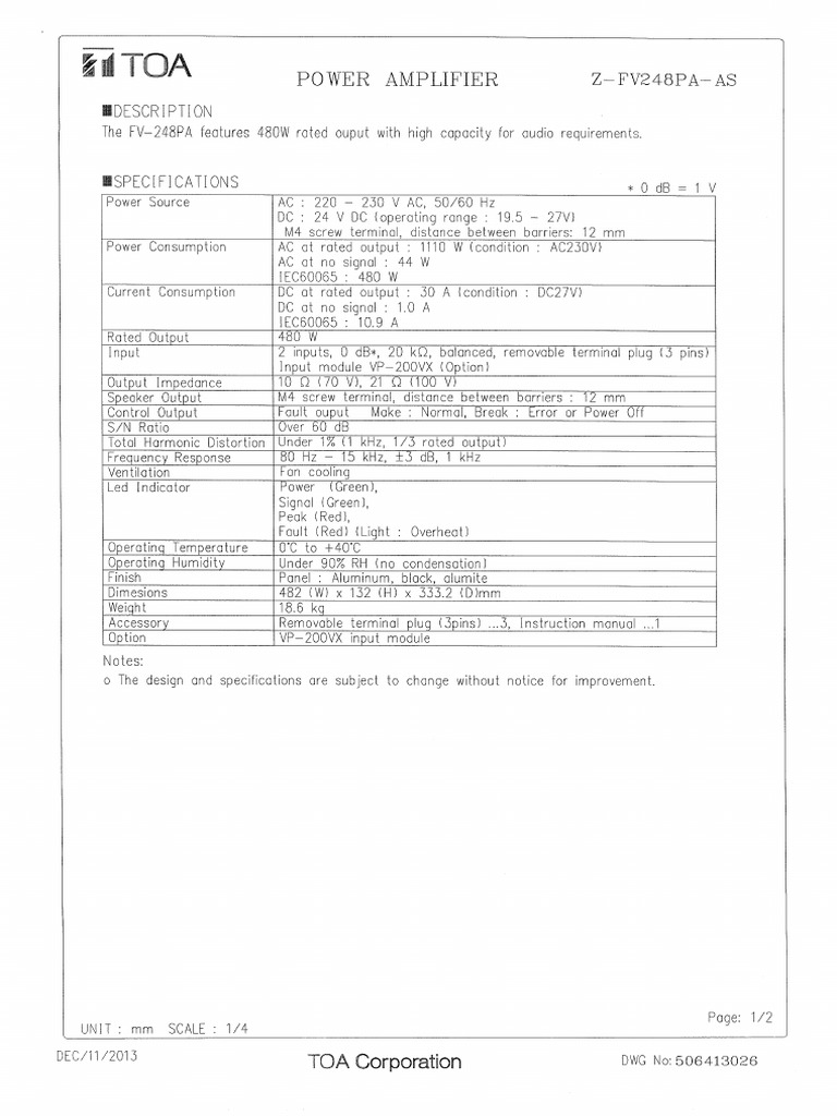 5124 Z Fv248pa As Power Amplifier Specification | PDF