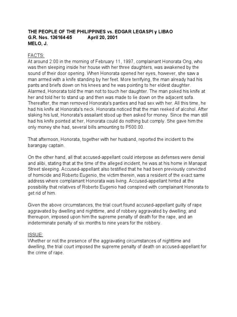 The People of The Philippines vs. Edgar Legaspi Y Libao G.R. Nos ...