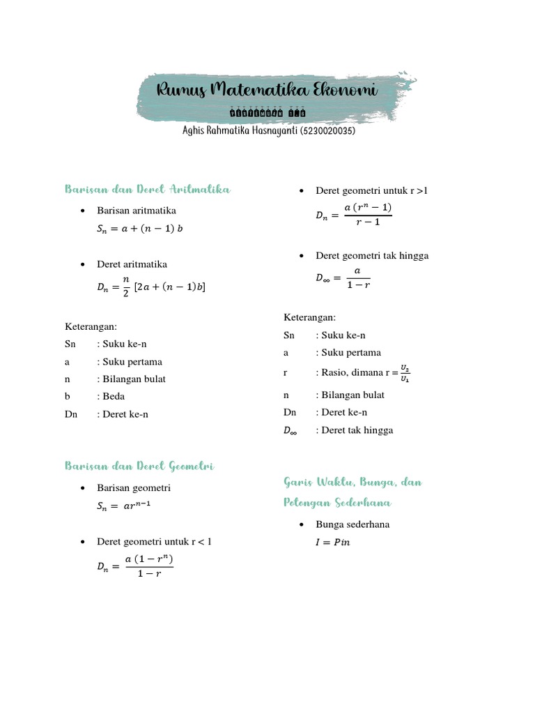 Rumus Matematika Ekonomi | PDF