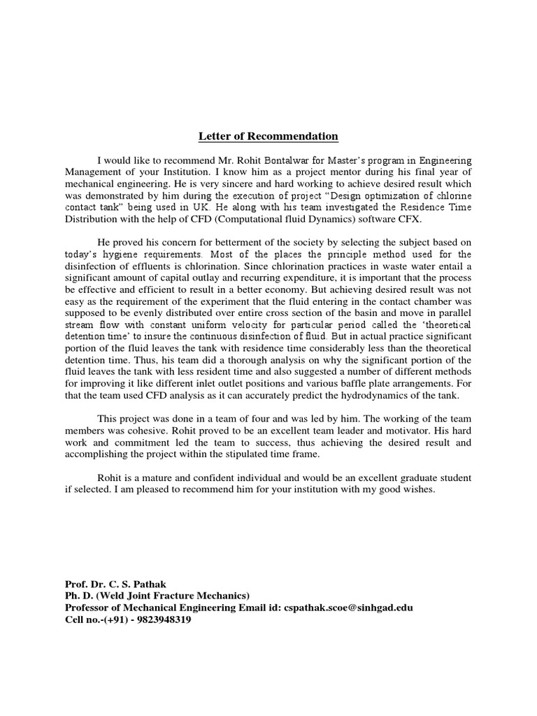 Letter of Recommendation From Project Guide | PDF | Computational Fluid ...
