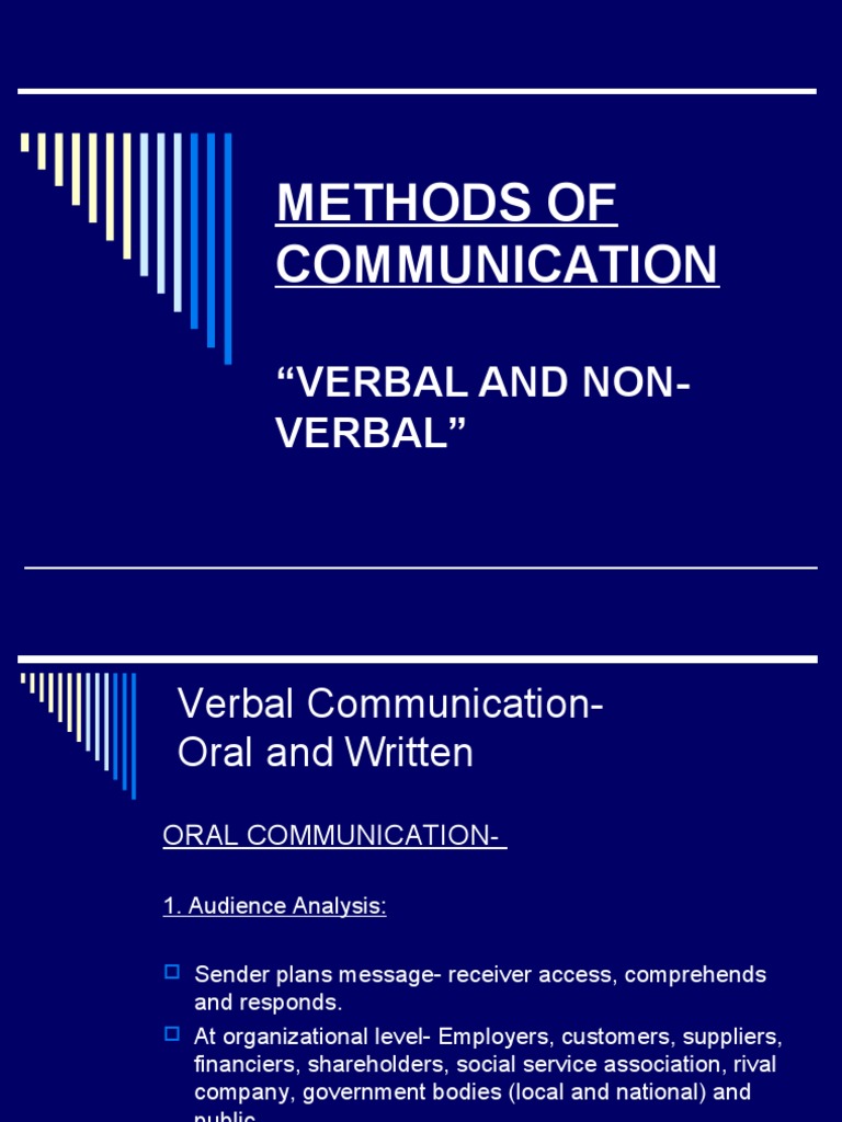 Methods of Communication: "Verbal and Non-Verbal" | PDF | Body Language ...