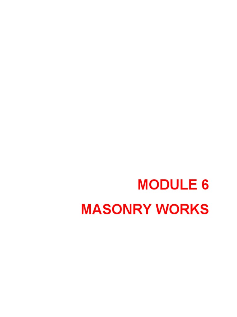 MODULE 6 Masonry Works | PDF | Area | Mortar (Masonry)
