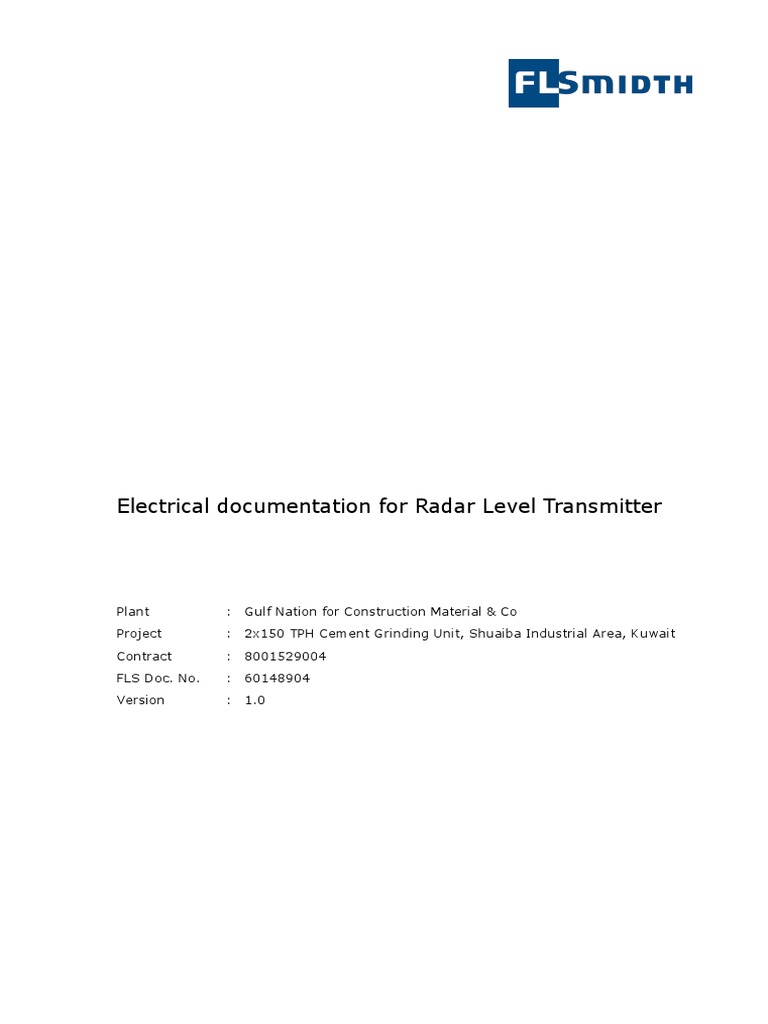 Electrical Documentation For Radar Level Transmitter | Download Free ...