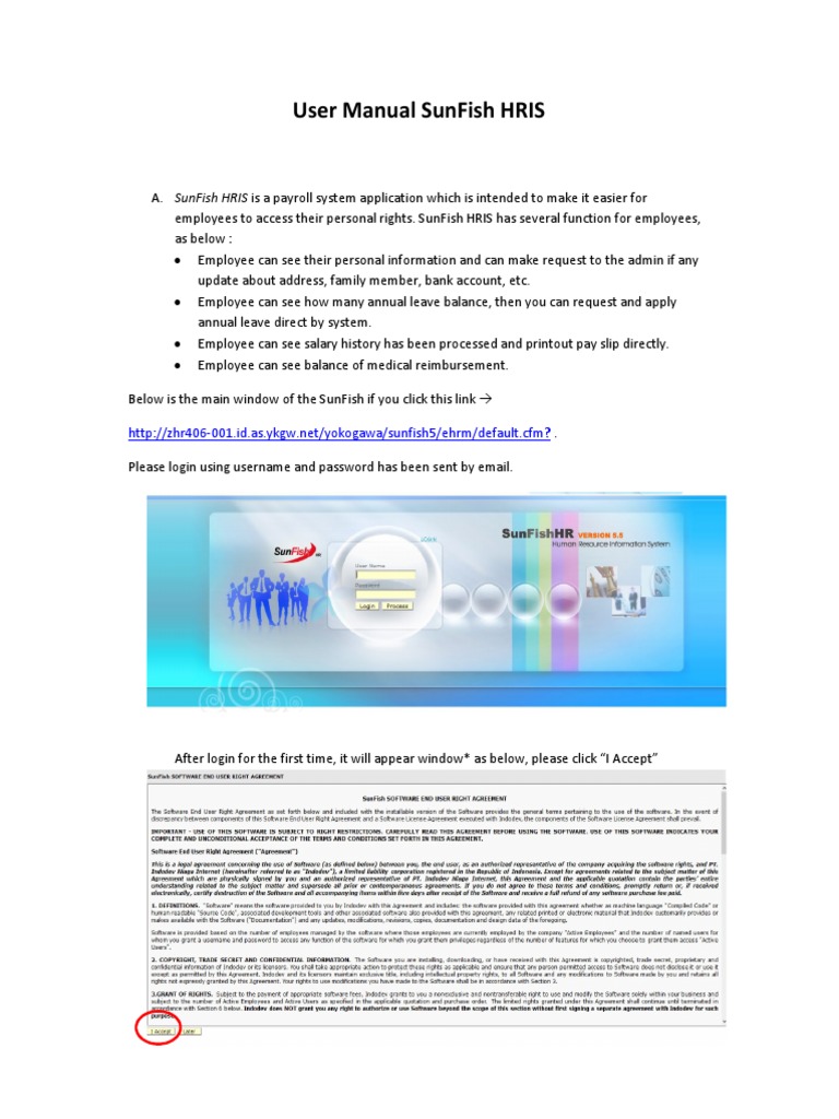 User Manual SunFish HRIS Rv.1 | PDF | Password | Payroll