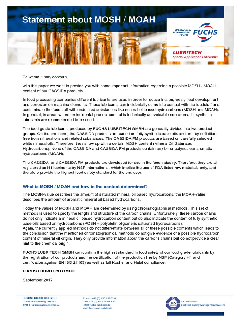 2017 09 27 Statement MOSH MOAH English Final | PDF | Lubricant ...