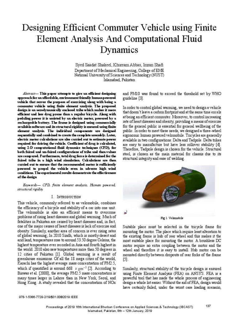 Designing Efficient Commuter Vehicle Using Finite Element Analysis and Computational Fluid ...