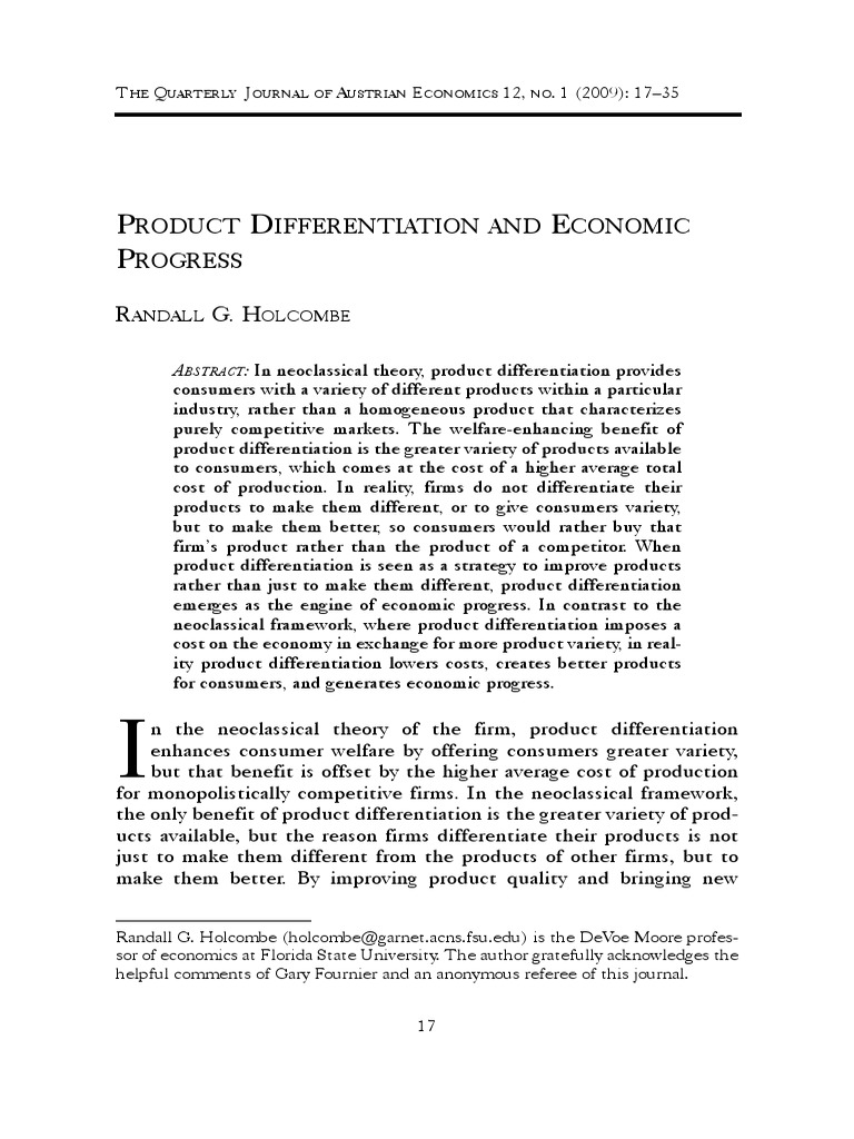 Product Differentiation and Economic | PDF | Profit (Economics ...