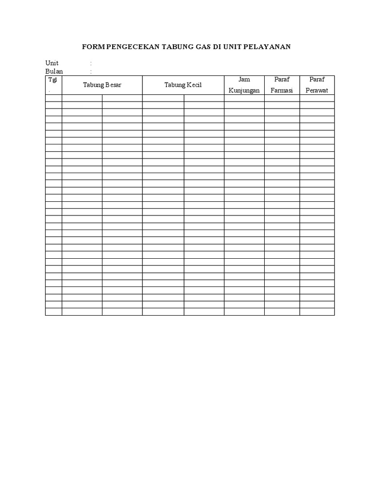 Form Pengecekan Gas | PDF
