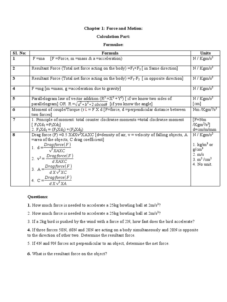 Formula and Calculation Part | PDF | Voltage | Force