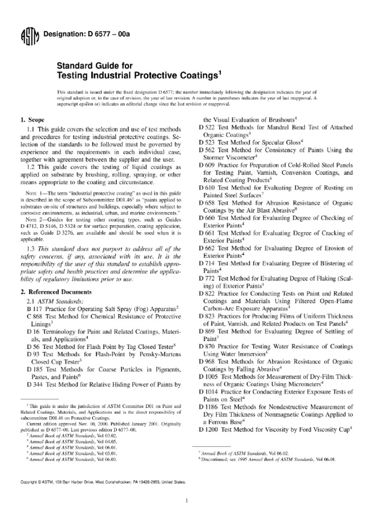ASTM D6577 - Standard Guide For Testing Industrial Protective Coatings ...
