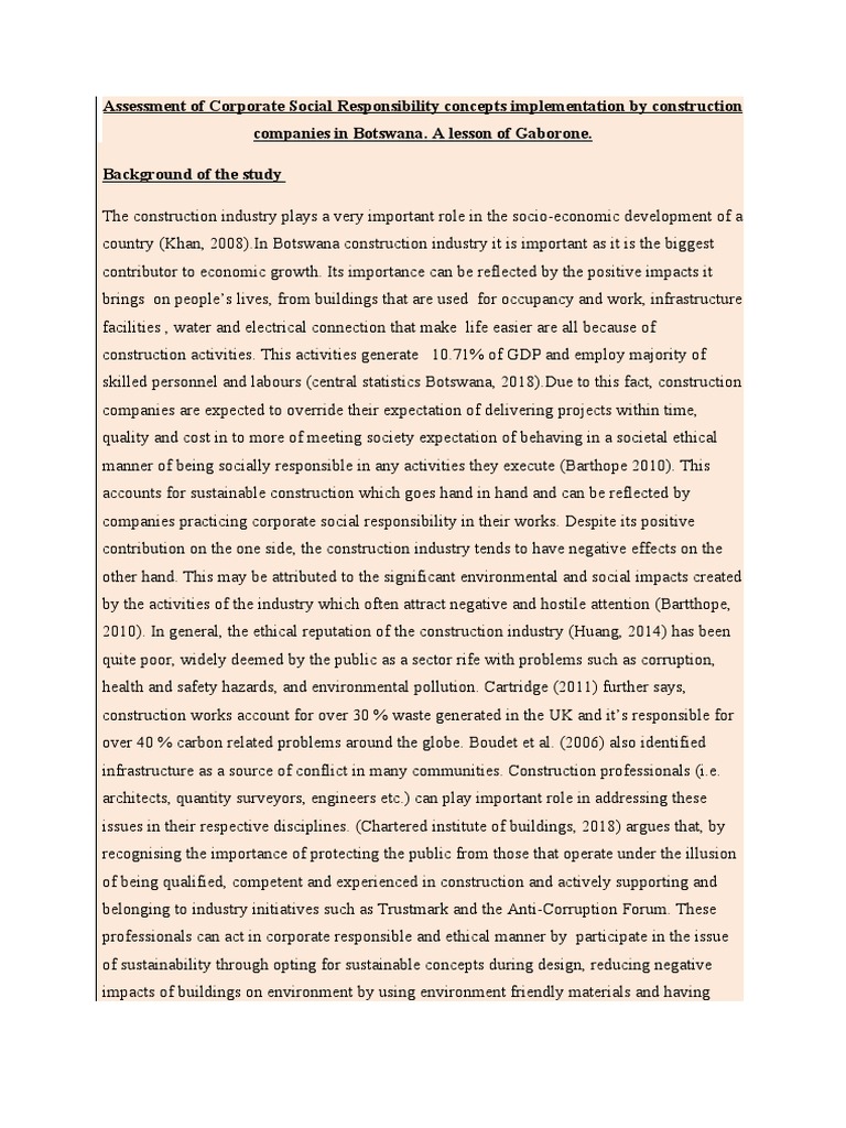 Construction CSR | PDF | Corporate Social Responsibility | Survey ...