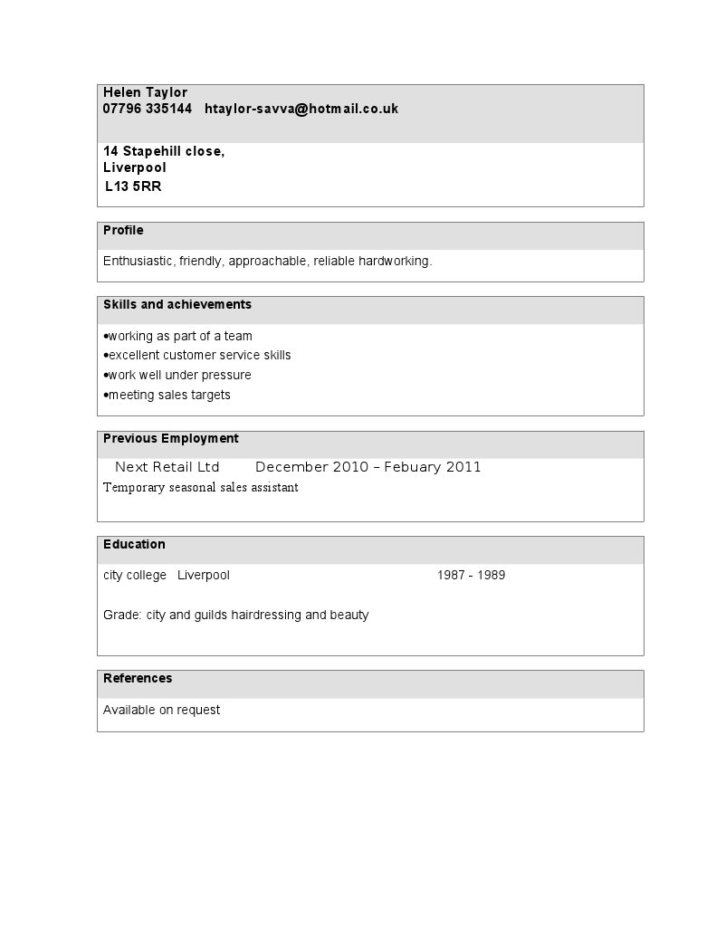 Helen CV | PDF | Career & Growth