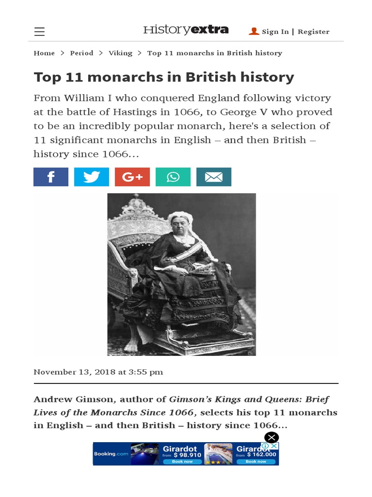Top 11 Monarchs in British History - History Extra | PDF | Queen ...