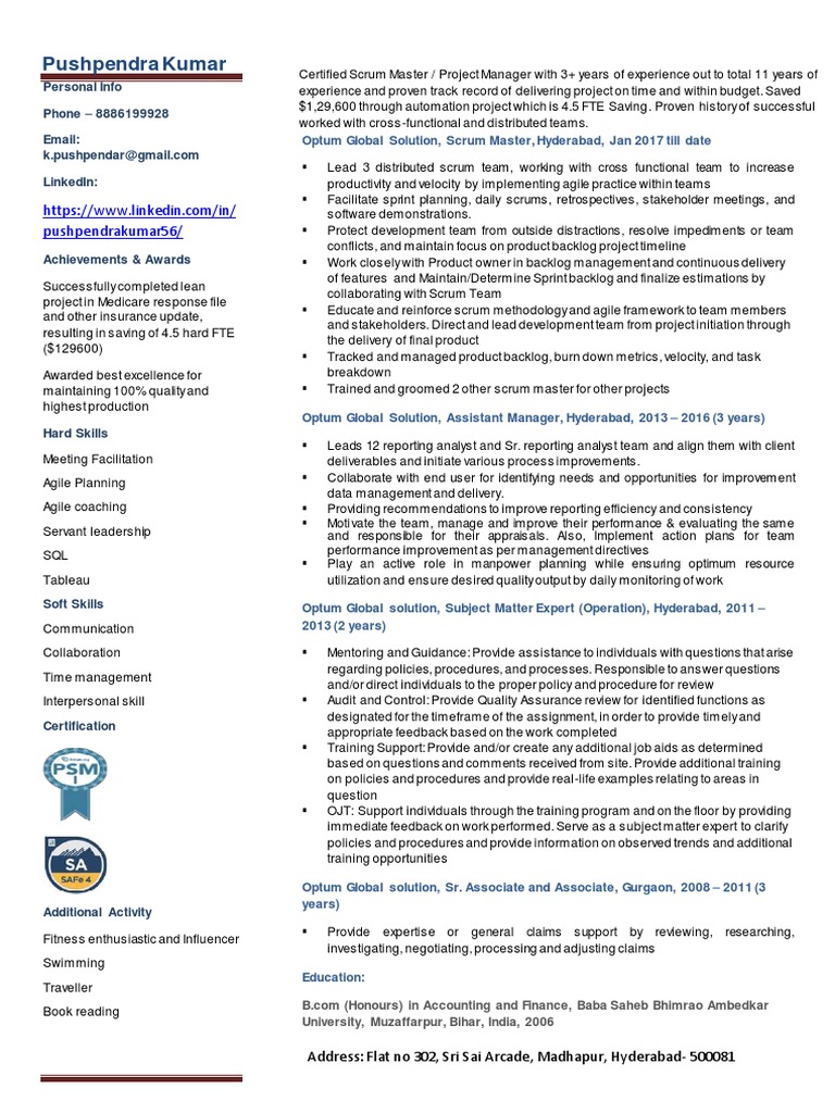 Pushpendra Kumar: Pushpendrakumar56 | PDF | Scrum (Software Development) | Business