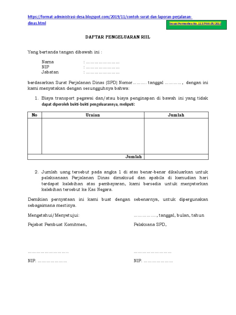 Salinan DAFTAR PENGELUARAN RIIL | PDF
