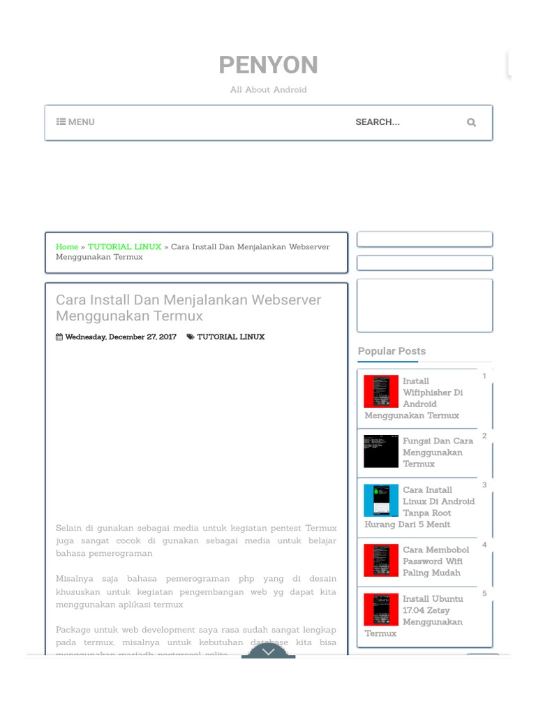 Cara Install Dan Menjalankan Webserver Menggunakan Termux - PENYON | PDF