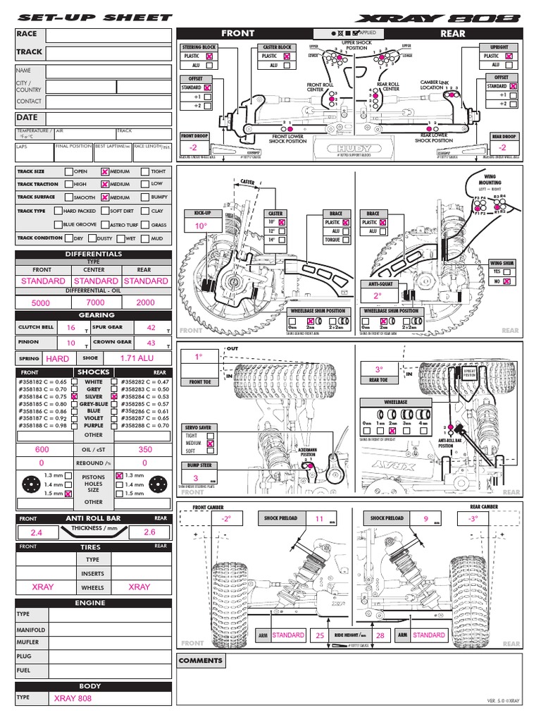 XRAY XB808 Basic Setup Sheet | PDF | Transportation Engineering ...