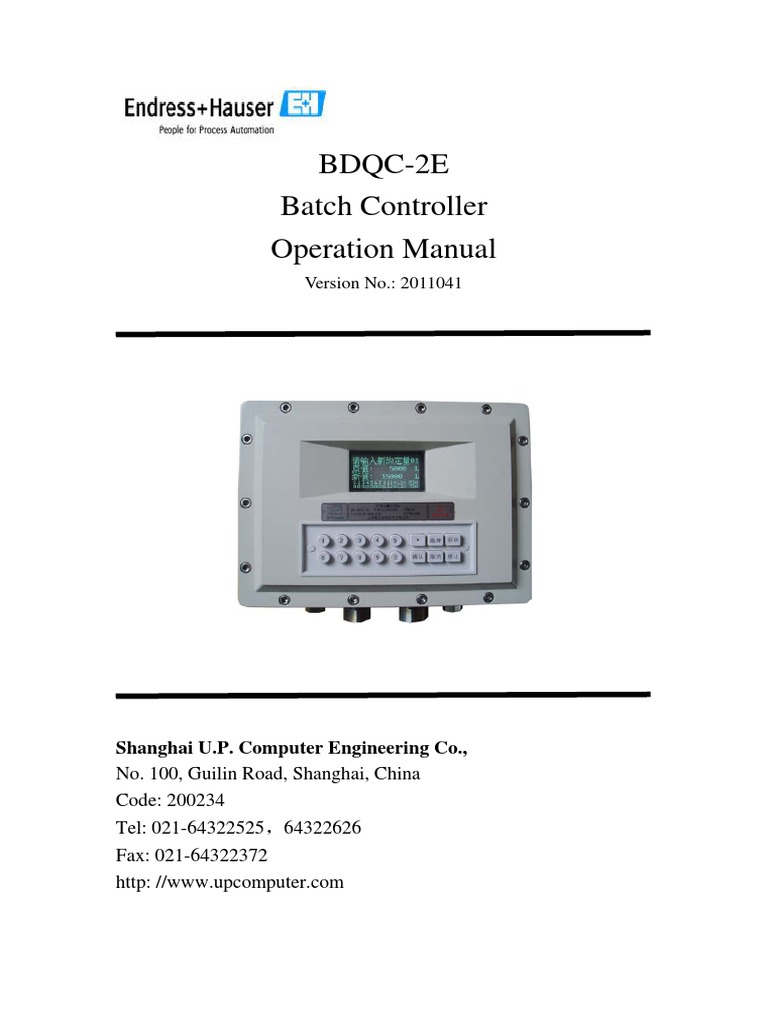 Bdqc-2E Batch Controller Operation Manual: Version No.: 2011041 | PDF ...