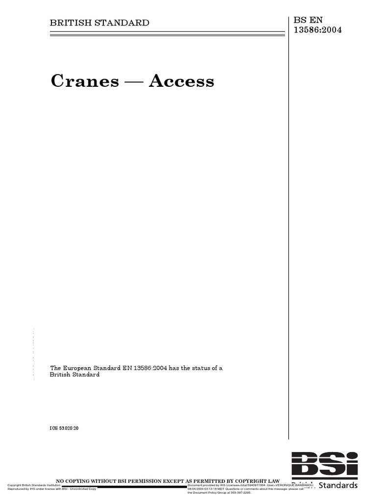 BS EN 13586 Crane Access | PDF | Business
