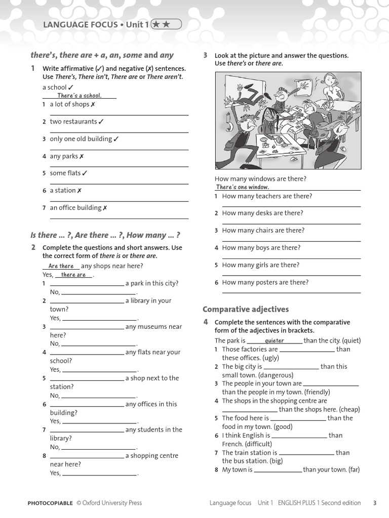 Language Focus - Unit 1: There's, There Are + A, An, Some and Any | PDF ...