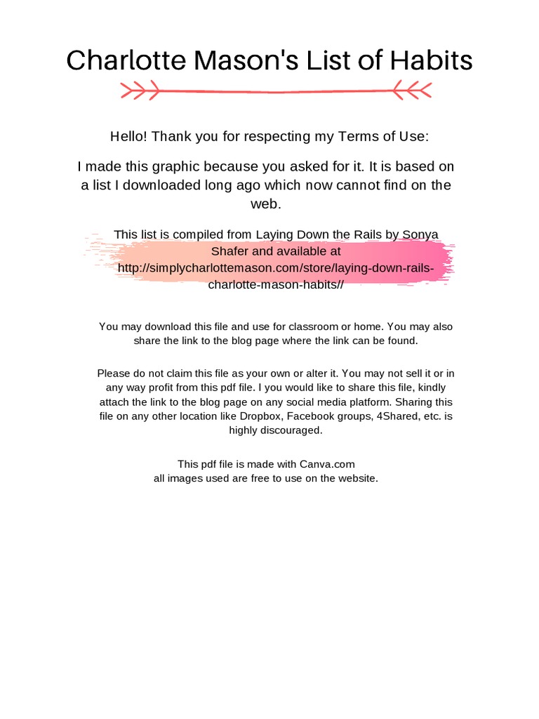 CM List of Habits | PDF | Courage | Etiquette